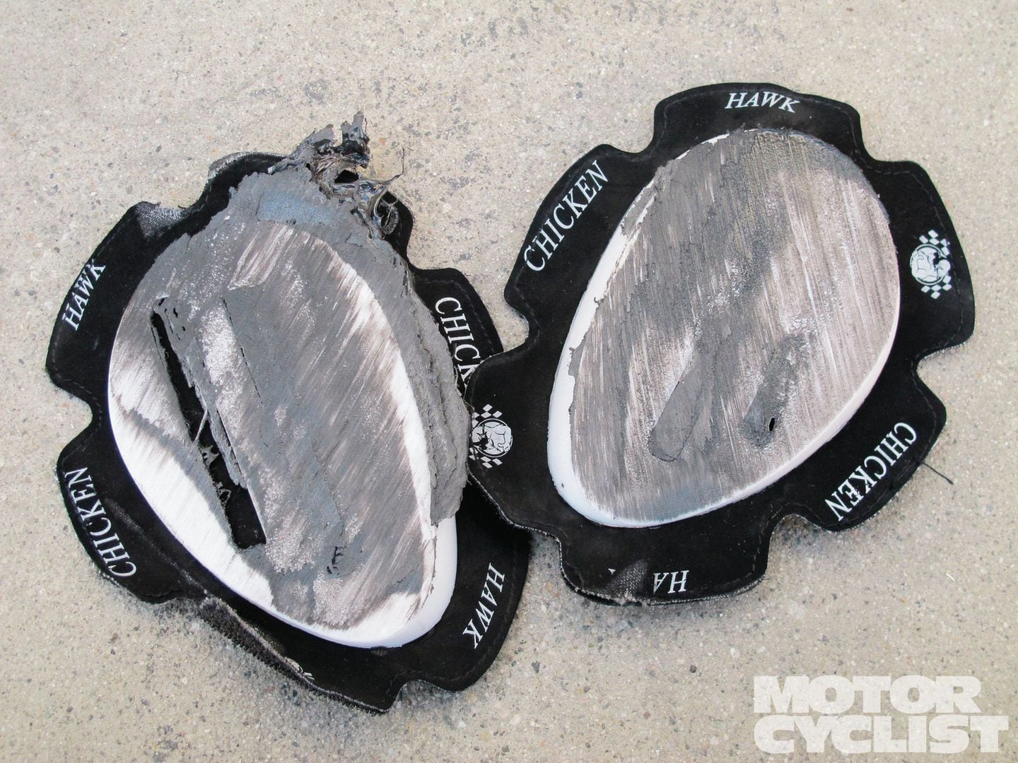 Chicken Hawk Racing Knee Sliders | MC Hammered | Motorcyclist