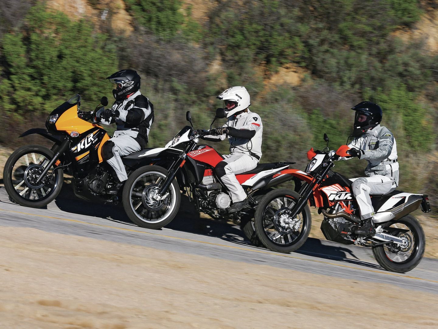 Husqvarna TR650 Terra vs. Kawasaki KLR650 vs. KTM 690 Enduro R ...